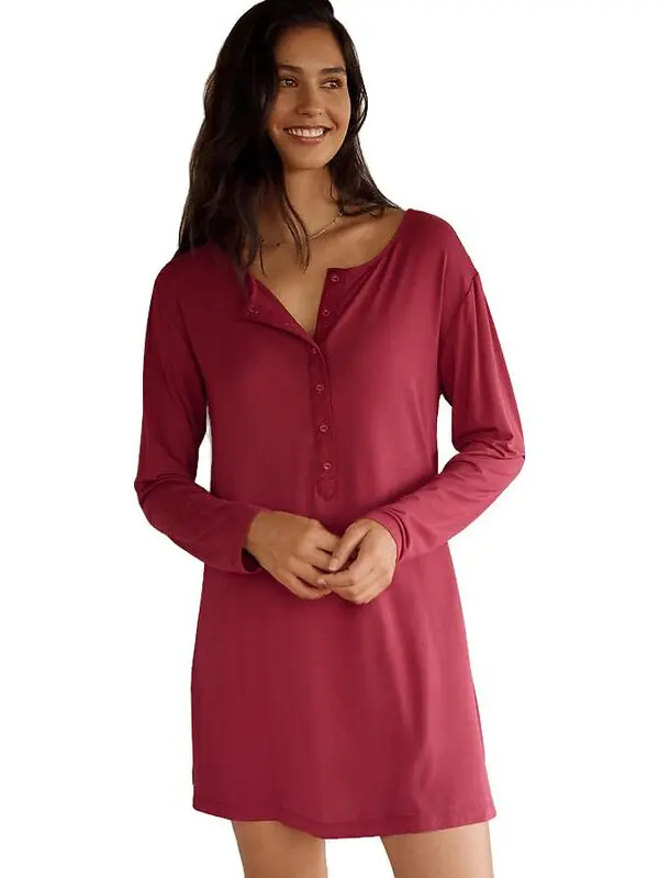 LYREBIRD Henley Lounge Dress Modaluxe - Burgundy