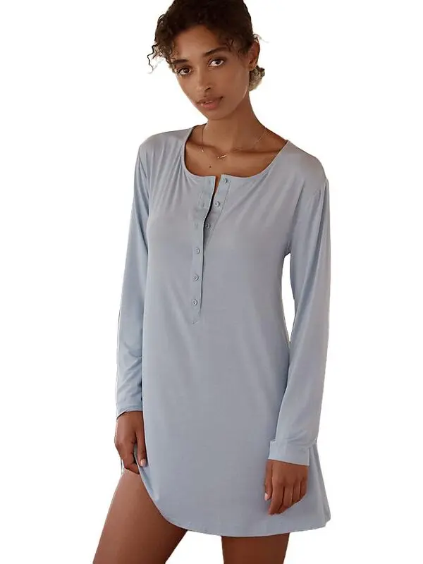 LYREBIRD Henley Lounge Dress Modaluxe - Light Blue
