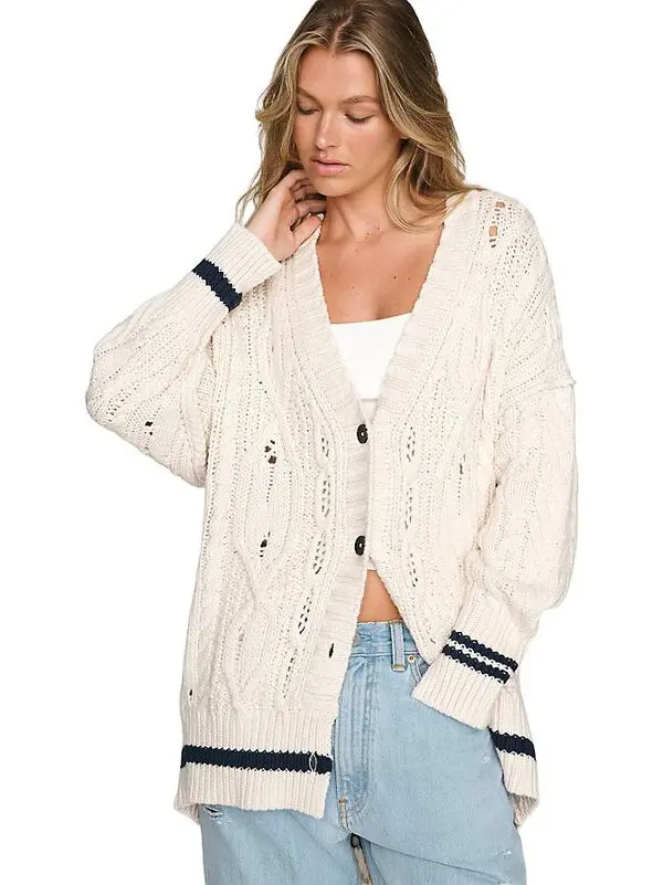 PILCRO Cable-knit Cardigan Sweater - Ivory