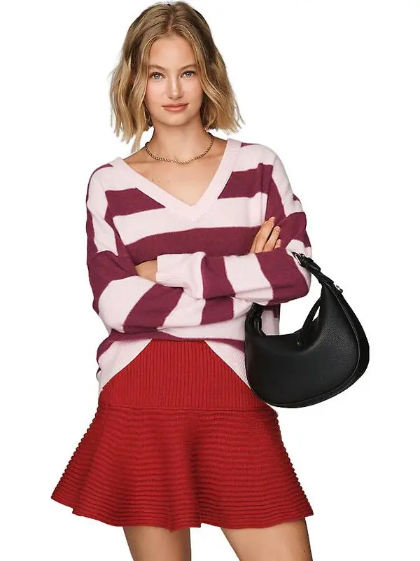 Maeve Raglan Ottoman Swing Mini Skirt - Red