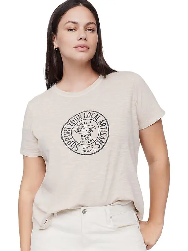 PILCRO Cotton Real Fun Wow Graphic Tee - Neutral Pattern
