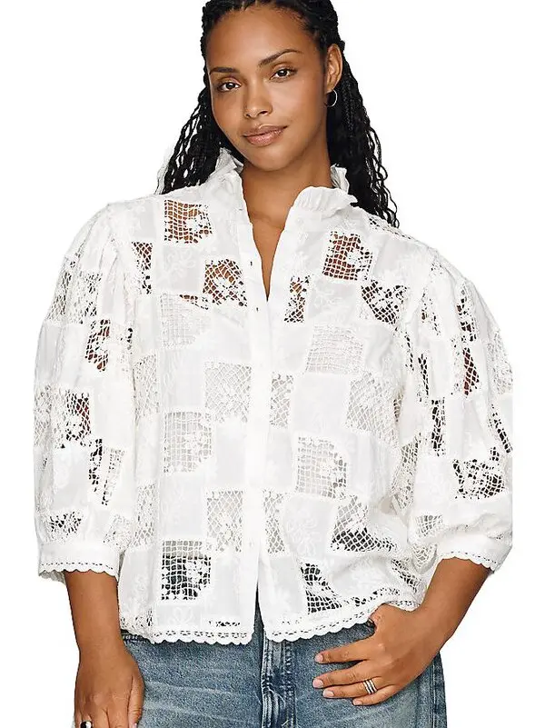English Factory Cutwork Buttondown Shirt - White