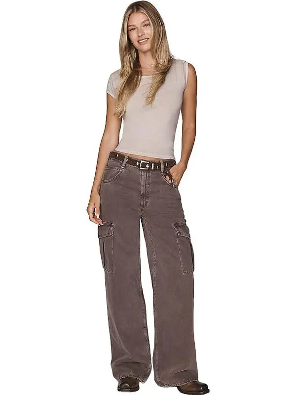 AGOLDE Minka Cargo High-rise Wide-leg Jeans - Mauvine
