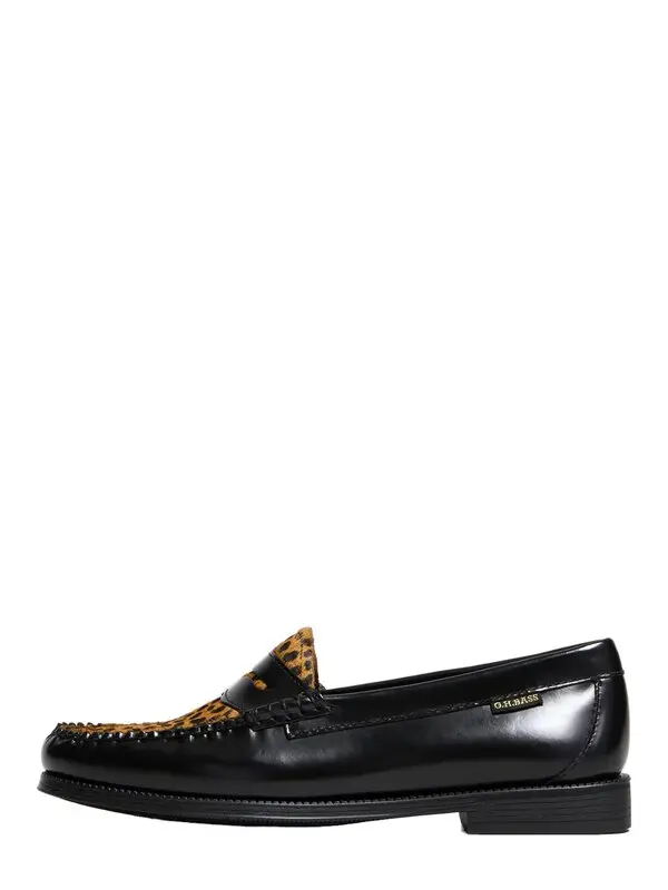 G.H. BASS & CO. Easy Weejun Penny Exotic Loafers - Black Leather/hide