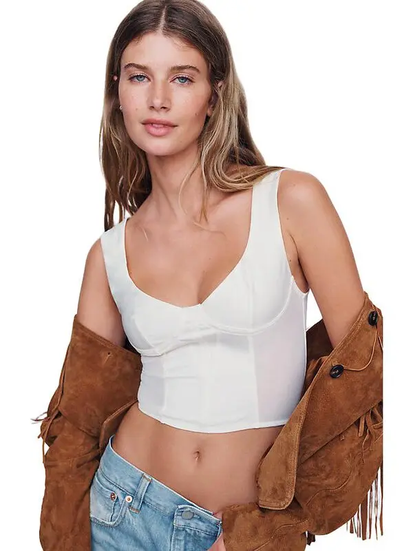 LYREBIRD Satin Corset Top - Ivory