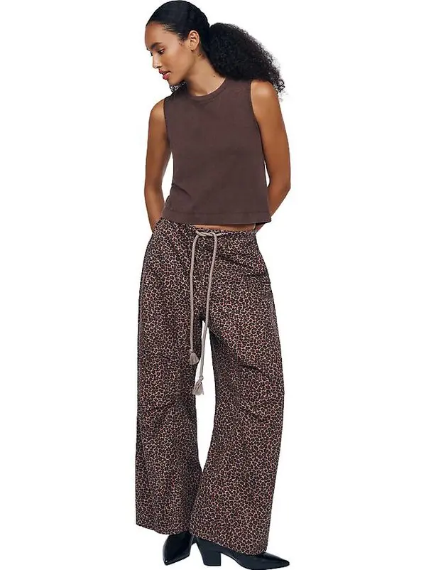 PILCRO Hannah Wide-leg Pants - Leopard