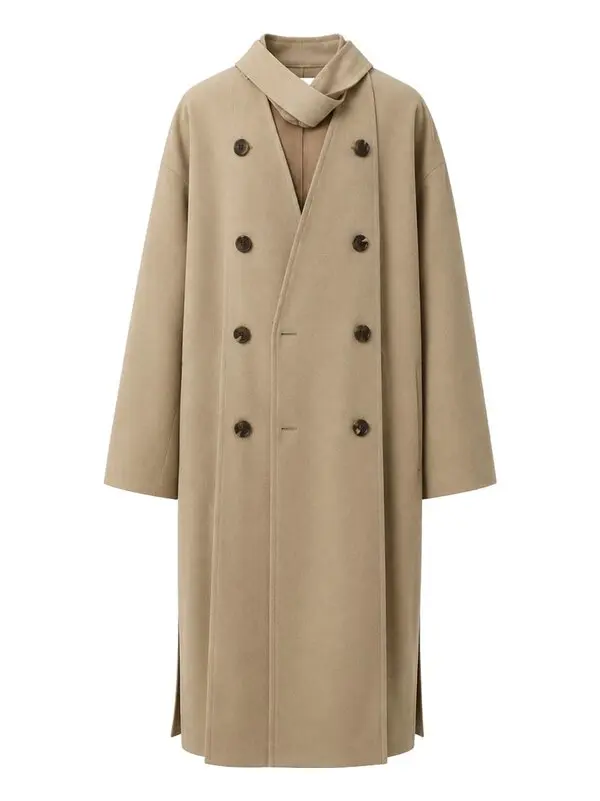 FRONT ROW SHOP Crease-resistant Oversized Trench Coat - Brown