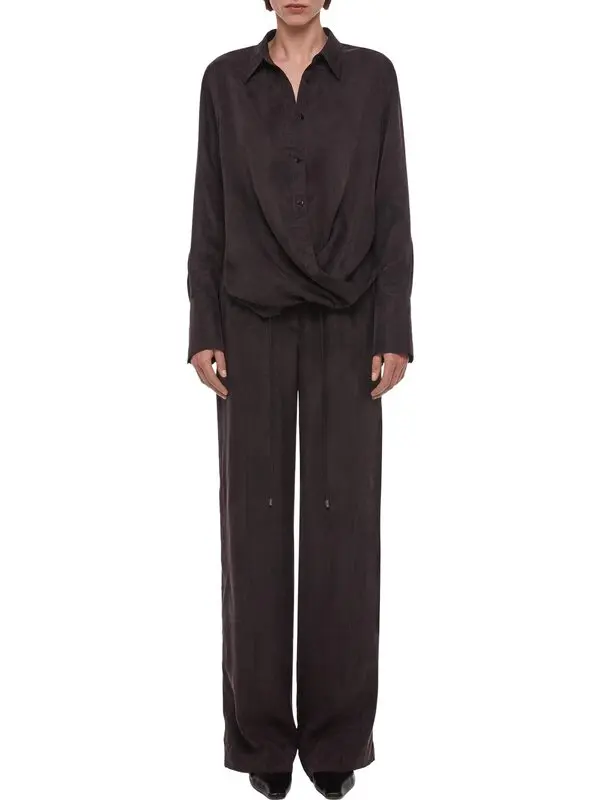 Helmut Lang Fluid Microsuede Drape Shirt - Grey