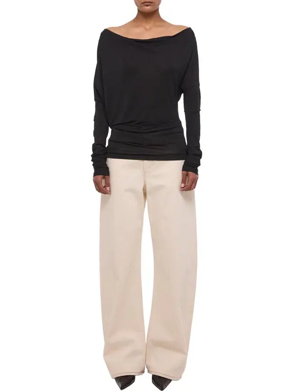 Helmut Lang Jersey Long-sleeve Cowl Neck Top - Black