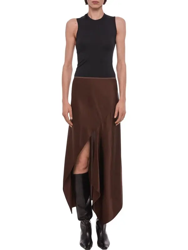 Helmut Lang Silk Handkerchief Slip Skirt - Brown