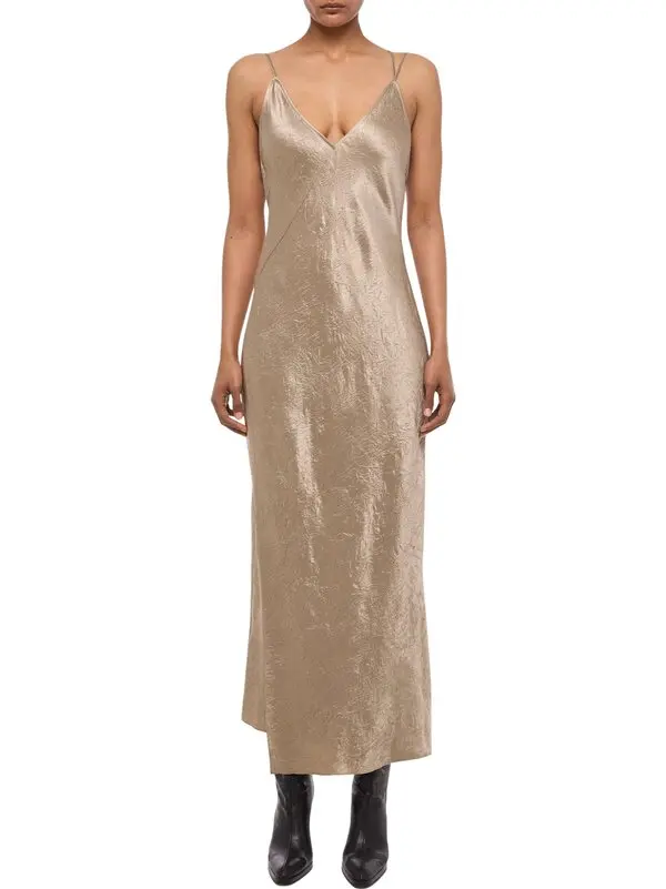 Helmut Lang Crinkled Asymmetric Slip Dress - Neutral
