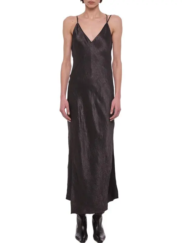 Helmut Lang Crinkled Asymmetric Slip Dress - Grey
