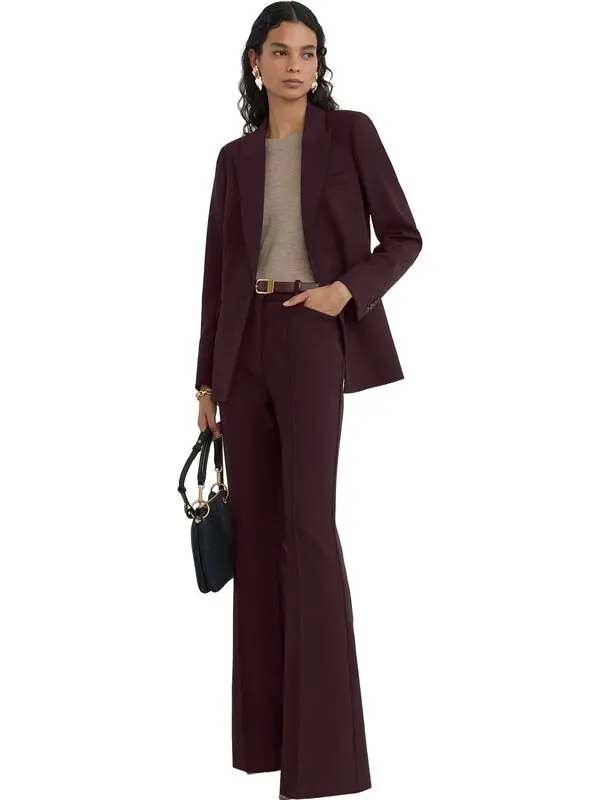 REISS Gabi Petite Flared Suit Trousers - Berry