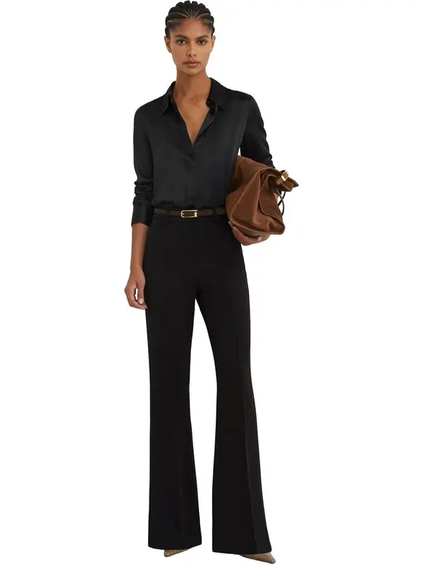 REISS Gabi Petite Flared Suit Trousers - Black