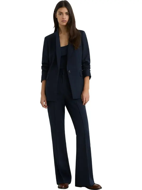 REISS Gabi Petite Flared Suit Trousers - Navy