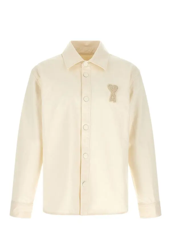 AMI Paris De Coeur' Overshirt - Cream