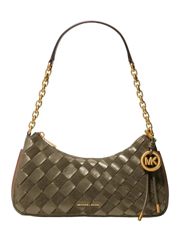 Michael Kors Nolita Hand-woven Leather Chain Pochette - Green
