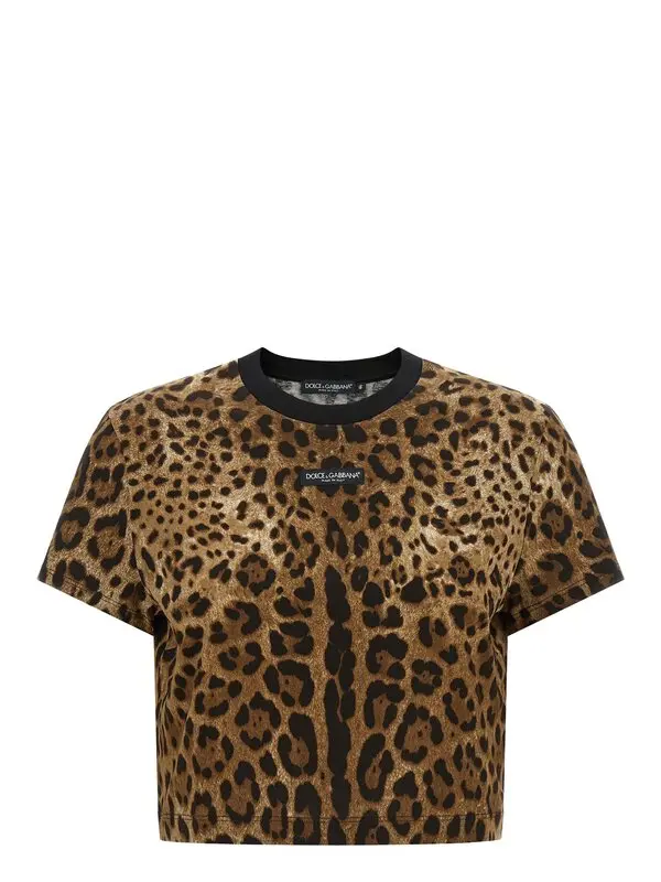 Dolce & Gabbana Leo Cropped T-shirt - Brown
