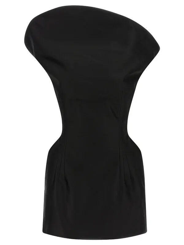 Magda Butrym Sculptural Cotton Mini Dress - Black