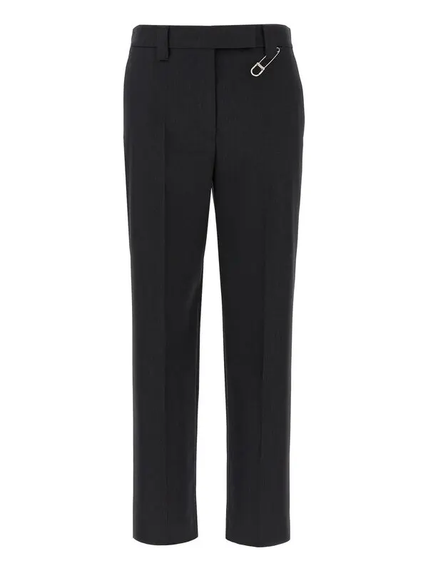 Prada Melange Virgin Wool Brooch Trousers - Gray