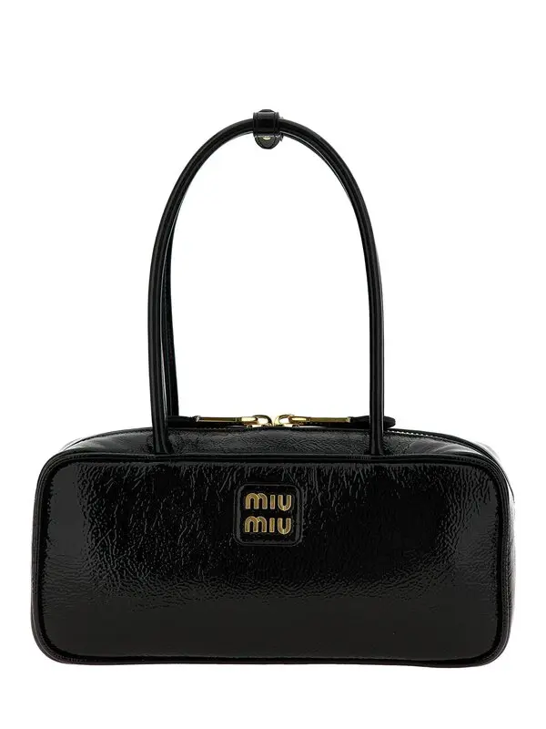 Miu Miu Glossed Leather Trunk Hand Bag - Black