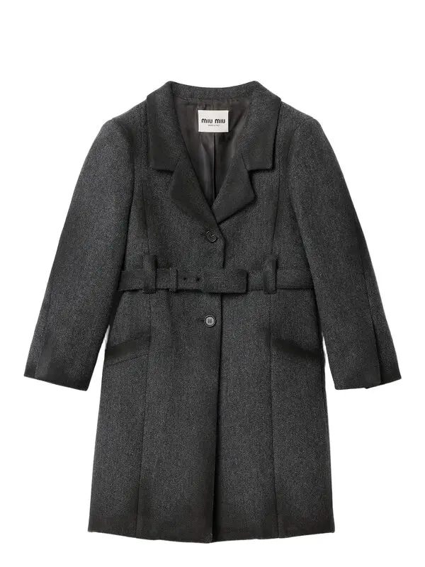 Miu Miu Single-breasted Double Wool Coat - Grey