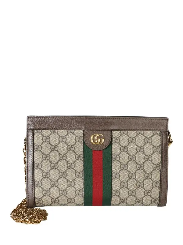 Gucci Gg Supreme Canvas Ophidia Chain Shoulder Bag - Brown