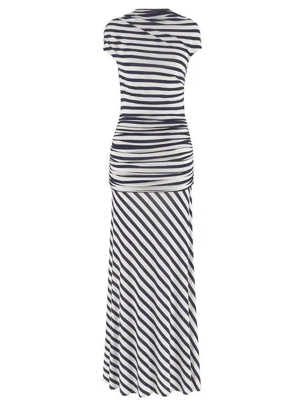 SELF-PORTRAIT Striped Jersey Maxi Dress - Blue