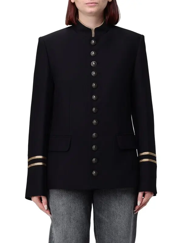 Zadig&Voltaire Military-style Viscose Blazer With Mandarin Collar - Black