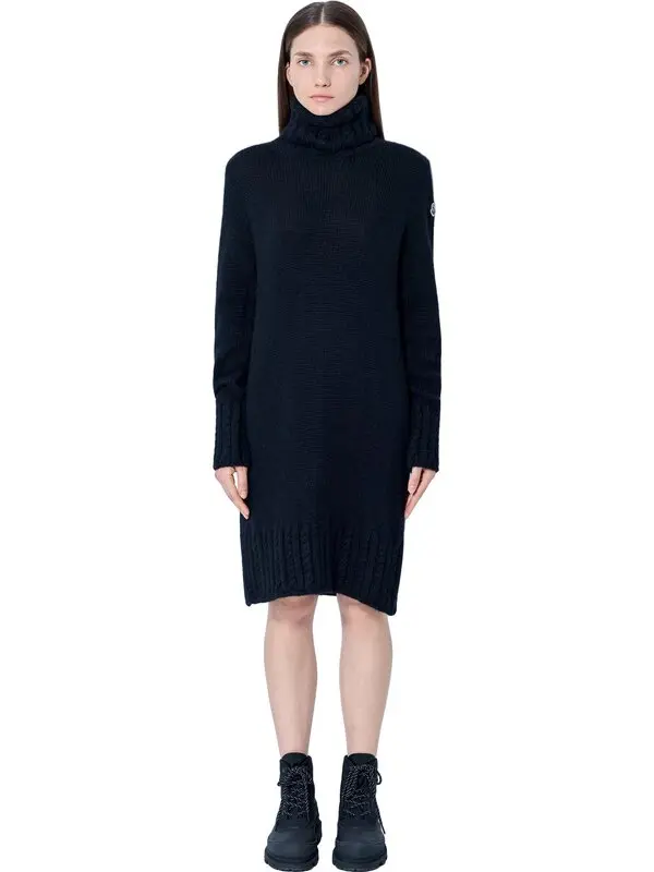 Moncler Turtleneck Knit Dress - Black