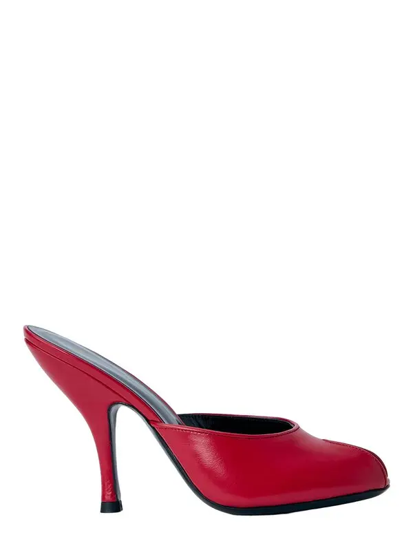 JUDE Date Leather Stiletto Mules - Red