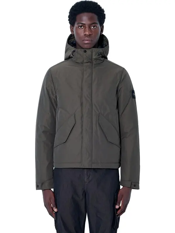 Stone Island Hooded Quilted Jacket - Brown