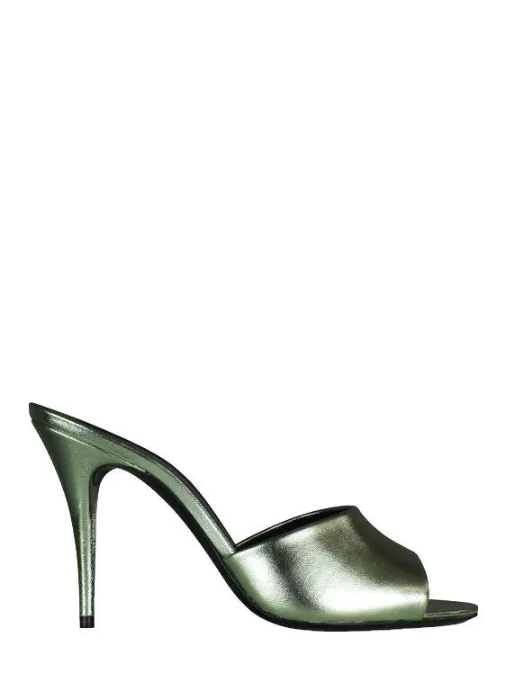 Saint Laurent La 16 Metallic Mules - Green