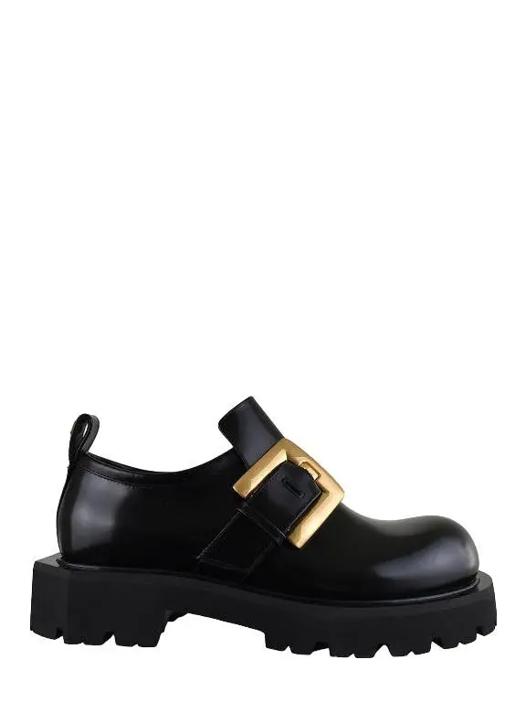 Balmain Anthem Glazed Leather Loafers - Black