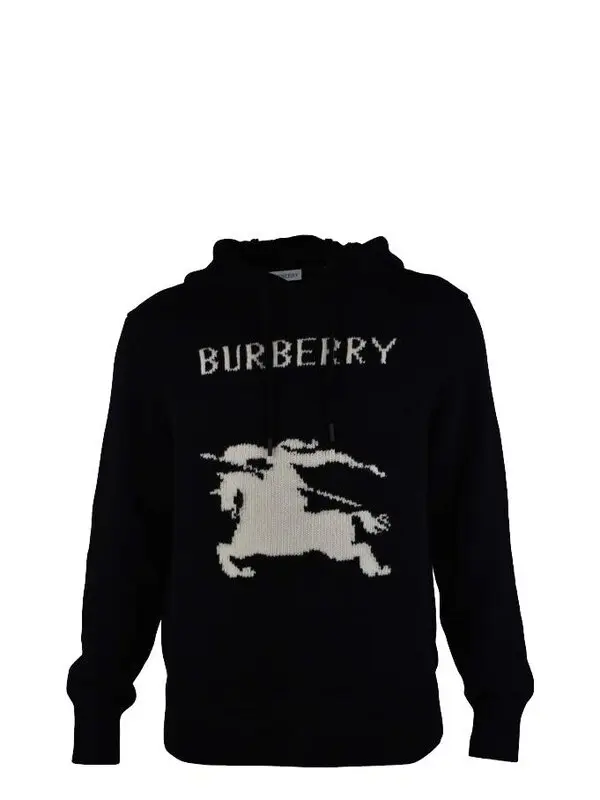 Burberry Cashmere Blend Hooded Sweater - Black