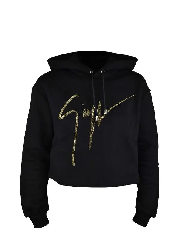 GIUSEPPE ZANOTTI Embellished Short Hoodie - Black