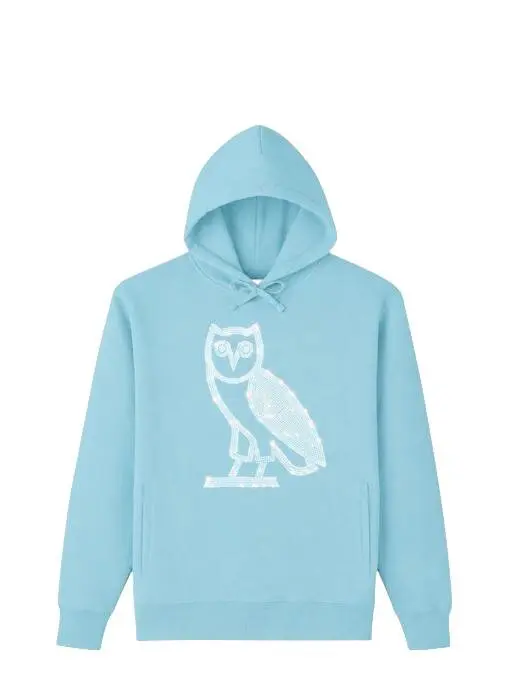 OVO Iceman Diamante Og Owl Hoodie - Ice Blue