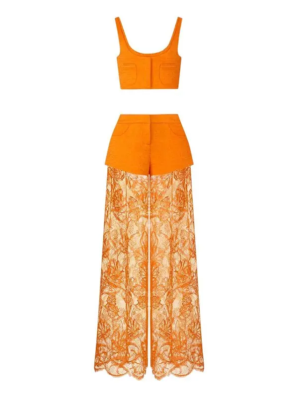 Alexis Corelle Lace Wide Leg Pant - Tangerine