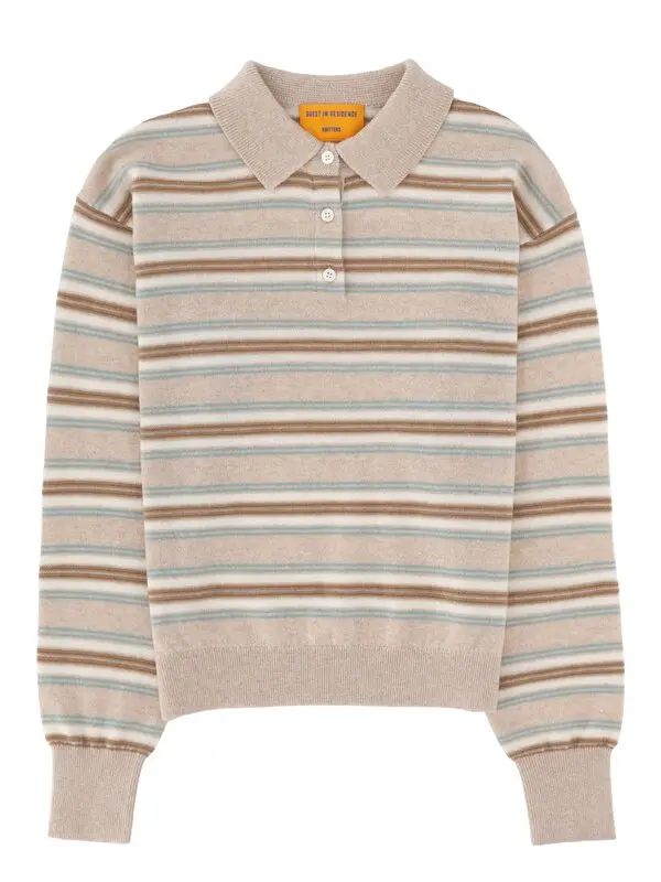 Guest In Residence Polo "collegiate" In Maglia Di Cashmere - Beige