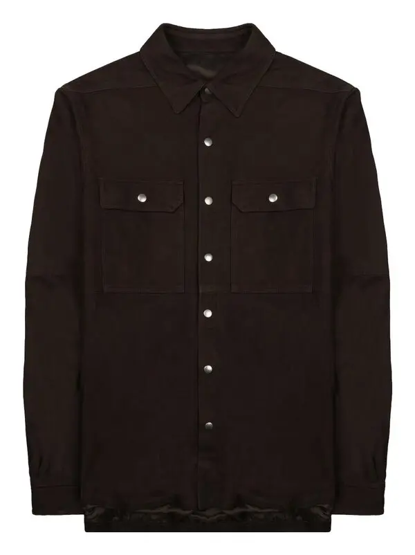 Rick Owens Lamb Leather Outer Shirt Jacket - Brown