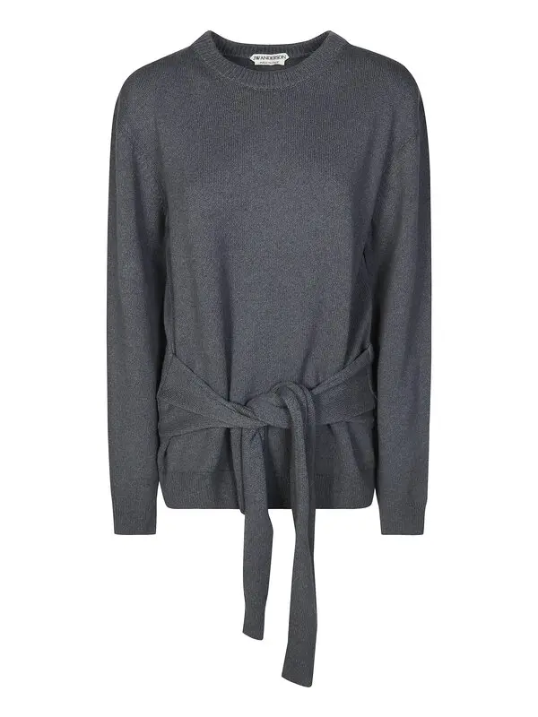 JW Anderson Wool-cotton Waist Tie Jumper - Grigio