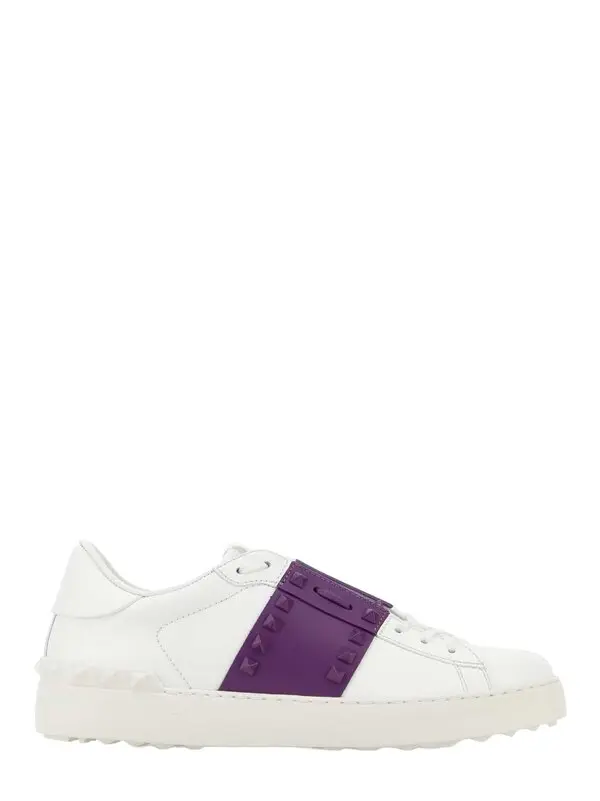 Valentino Garavani Rockstud Untitled Sneaker With Accented Band - White