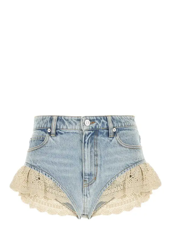 FRAME Crochet Denim Shorts - Blue