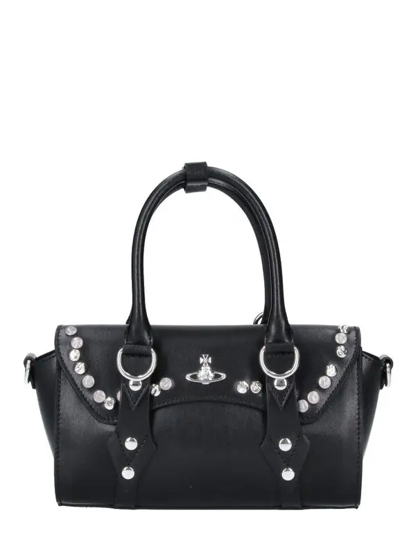 VIVIENNE WESTWOOD Studded Leather Top Handle Satchel - Black