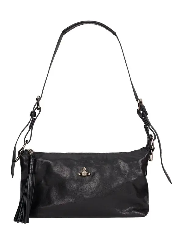 VIVIENNE WESTWOOD Emma Calfskin Shoulder Bag - Black