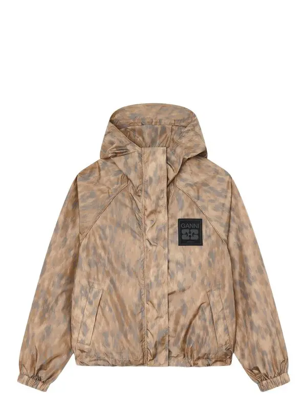 GANNI Recycled Polyamide Hooded Jacket - Marrone