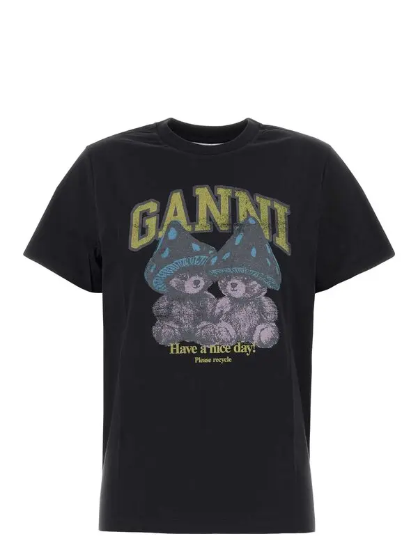 GANNI Teddy Mushrooms Relaxed Cotton T-shirt - Phantom