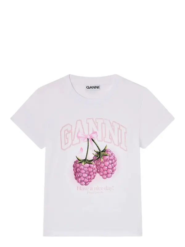 GANNI Slim-fit Graphic T-shirt - Bianco