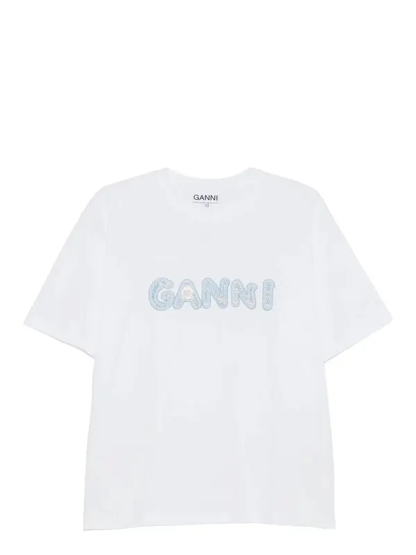 GANNI Embroidered Logo T-shirt - Bianco
