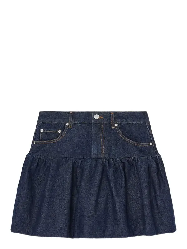 GANNI Organic Cotton Bubble Mini Skirt - Blu